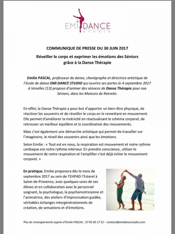 Nouveau projet : La Danse Thérapie - Blog - Emi Dance Studio